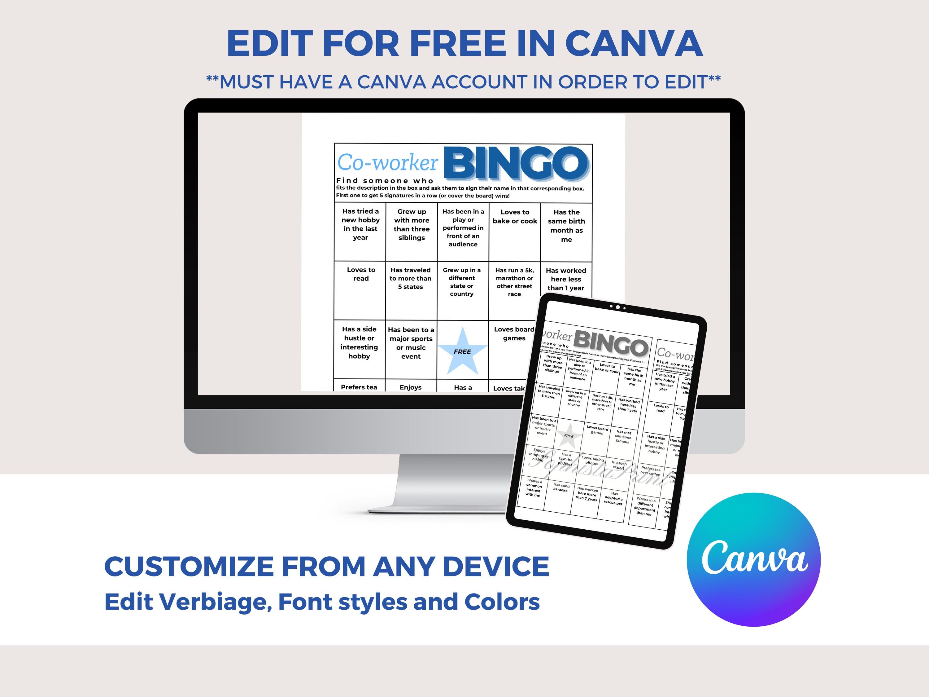 Editable Coworker Bingo Office Ice Breaker Team Building Game - Etsy