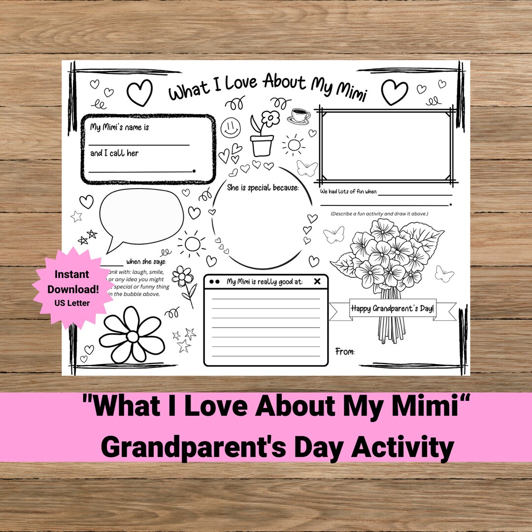 What I Love About My Mimi Activity | Grandparents Day Printable ...