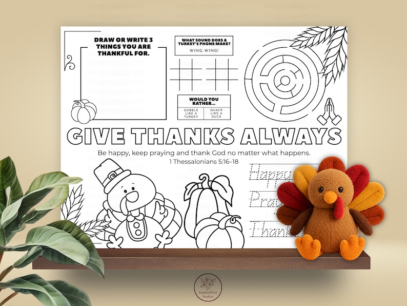 Christian Thanksgiving Coloring Page, Give Thanks Always Activity ...