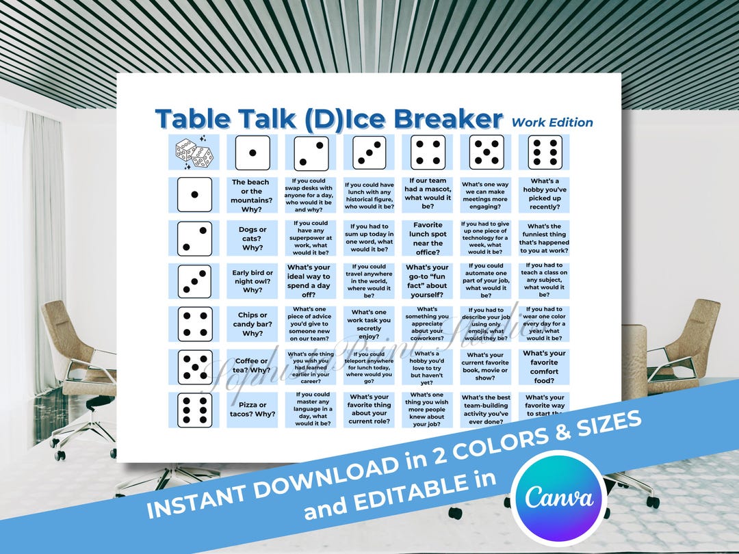 Table Talk Dice Icebreaker Game | Team Building Games | Work Games ...