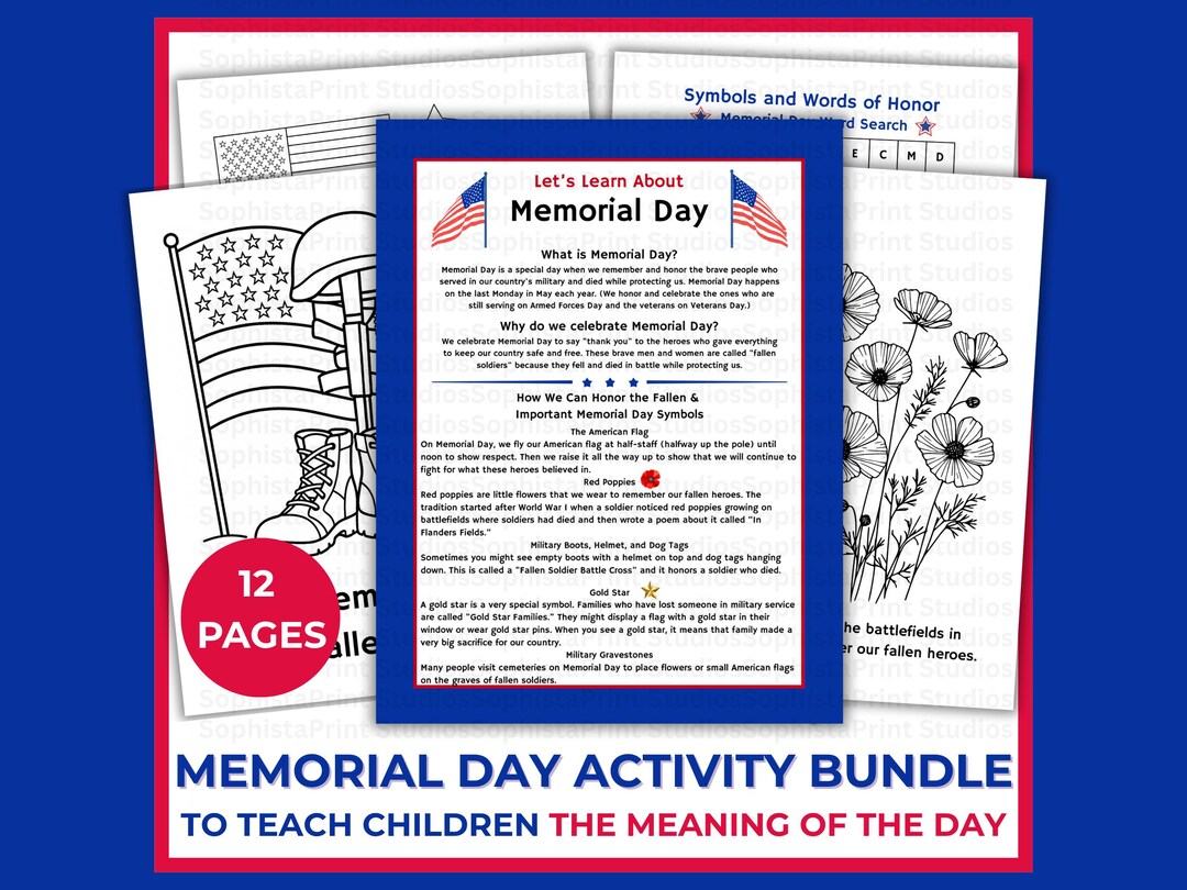 Memorial Day Coloring Pages and Activity Bundle | Memorial Day ...