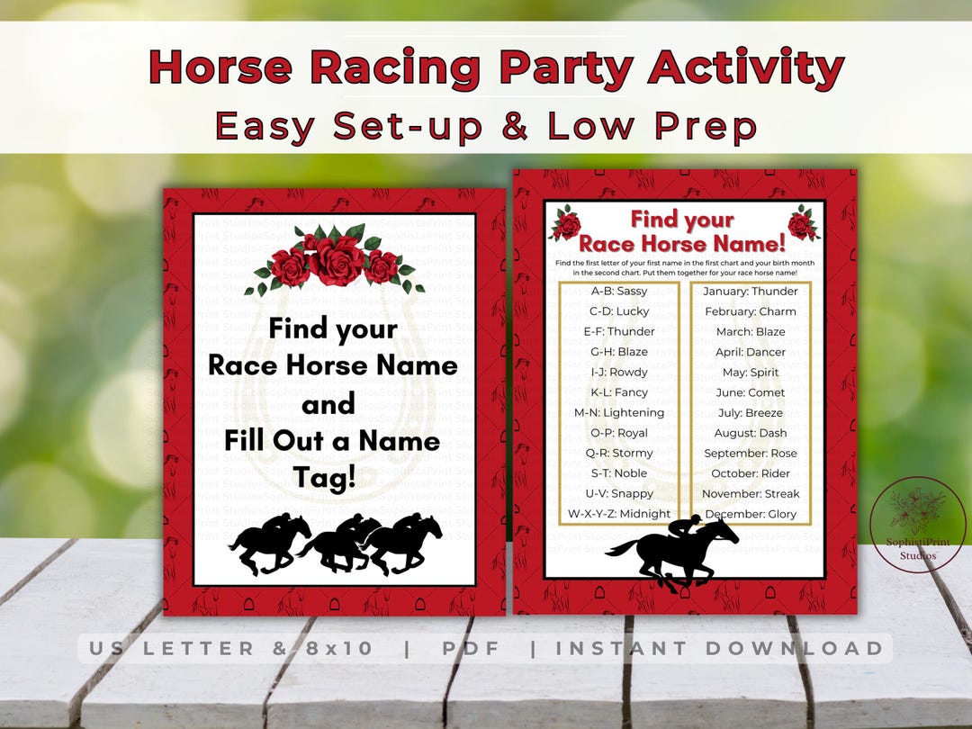 Derby Party Game | Kentucky Party Game | Derby Horses | Whats Your Name ...