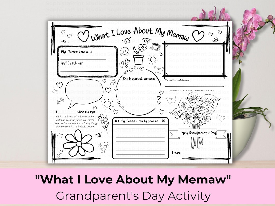 Grandparent's Day Card for Memaw, What I Love About My Memaw, All About ...