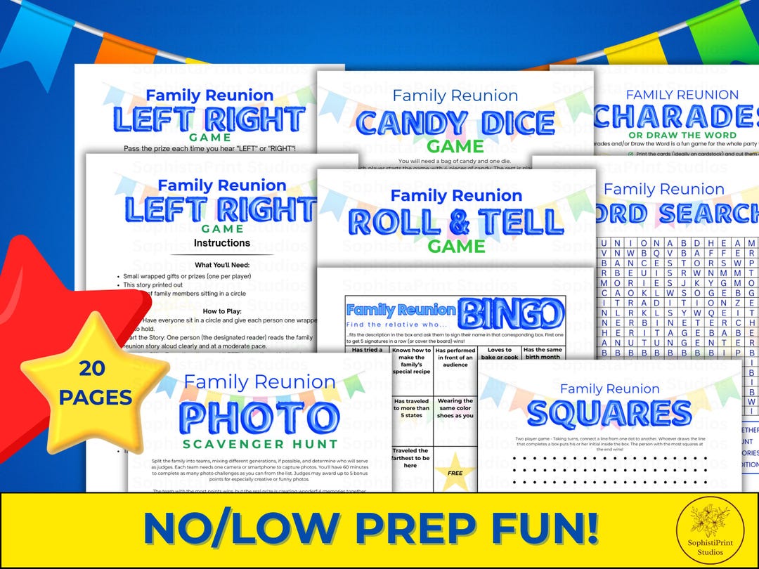 Family Reunion Game Bundle, Left Right Game, Scavenger Hunt, Family ...