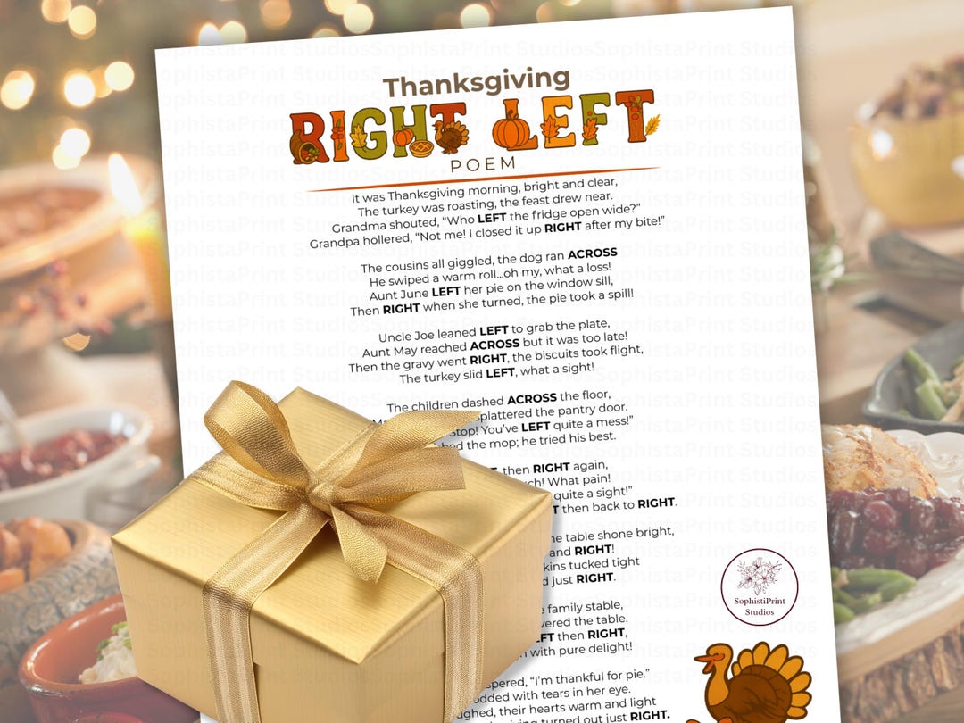 Thanksgiving Left Right Game, Thanksgiving Left Right Poem ...