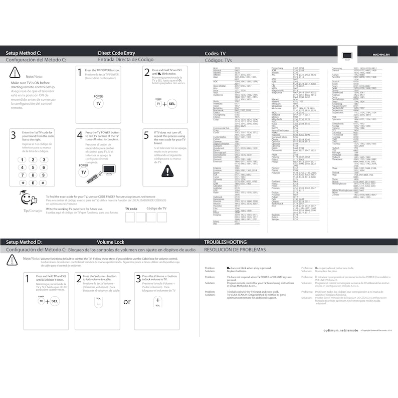 Cablevision Optimum Model URC 2464 B00 Universal Remote Control ...