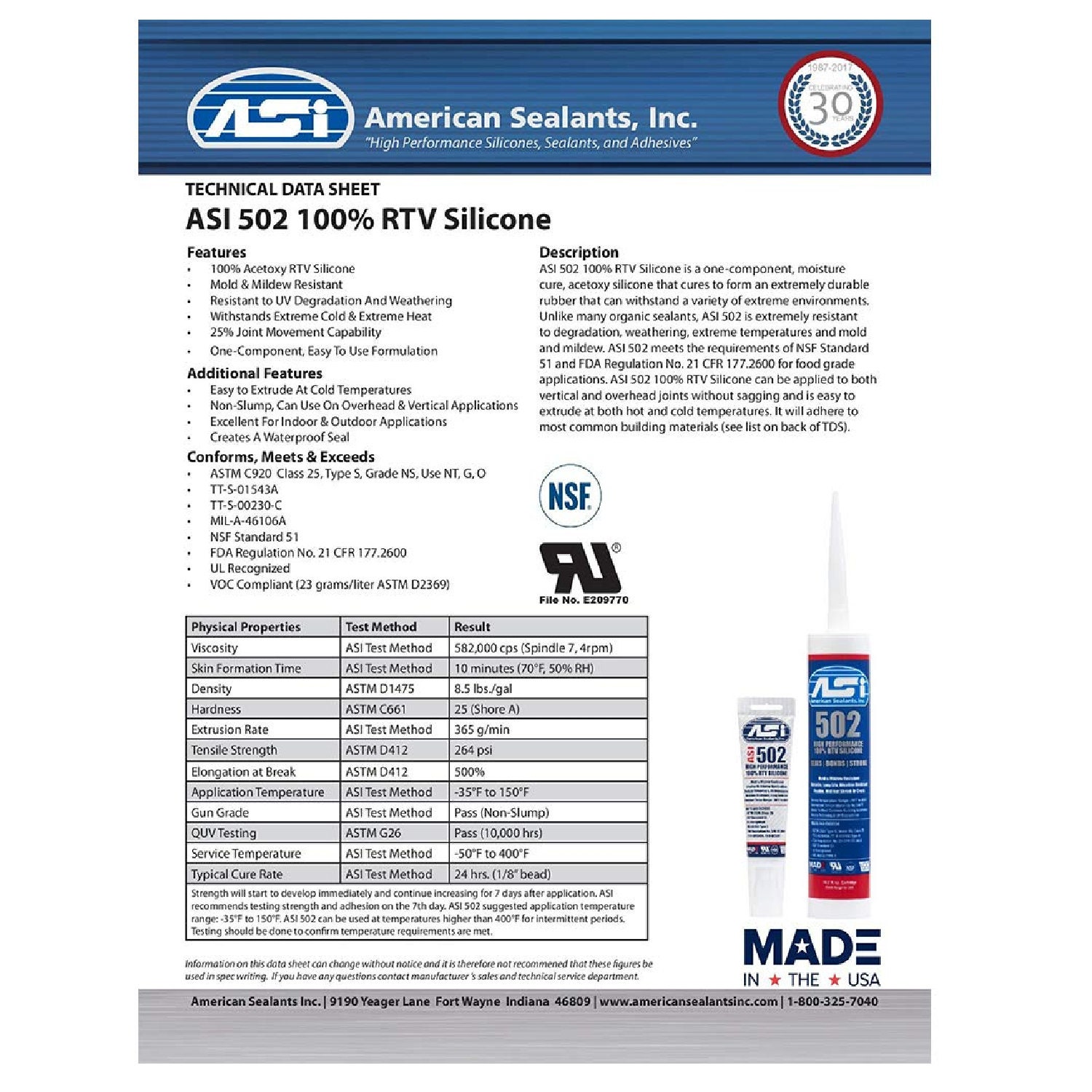 Asi Food Grade Silicone Sealant