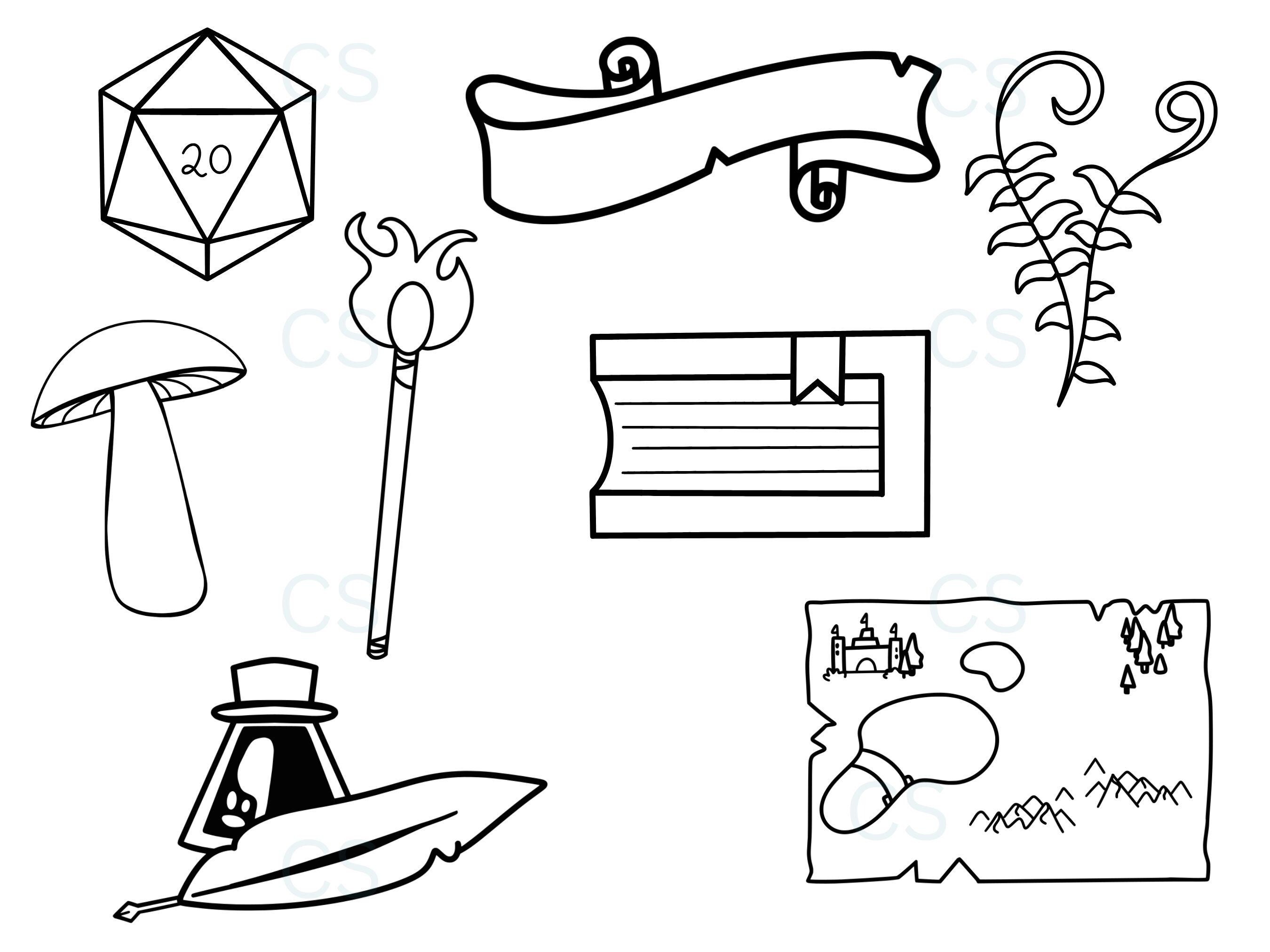 Dnd Doodle SVG Bundle, Roleplay Game SVG, Dnd Clipart, Rpg SVG ...