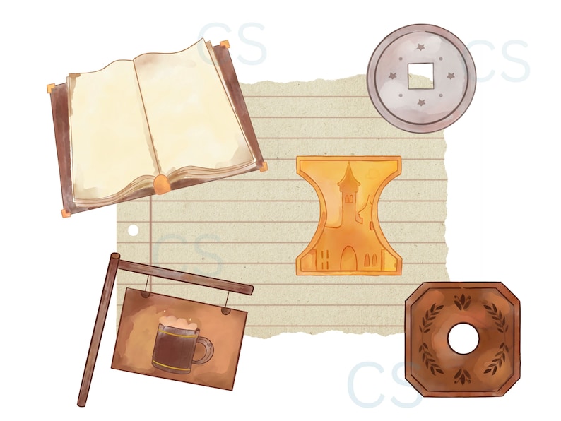 Dnd Rustic Watercolor Clipart, Roleplay Game PNG, Digital Scrapbook ...