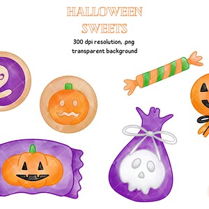 Halloween Candy and Sweets Clip Art, Ghost Clip Art, Cute Halloween ...