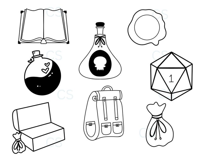 Dnd Doodle Clipart SVG Bundle, Roleplay Game Designs (digital Download ...