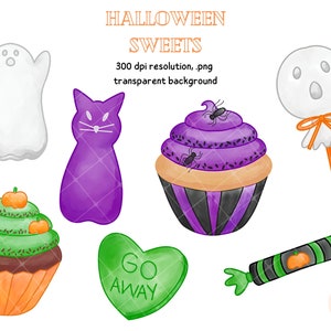 Halloween Candy and Sweets Clip Art, Ghost Clip Art, Cute Halloween ...