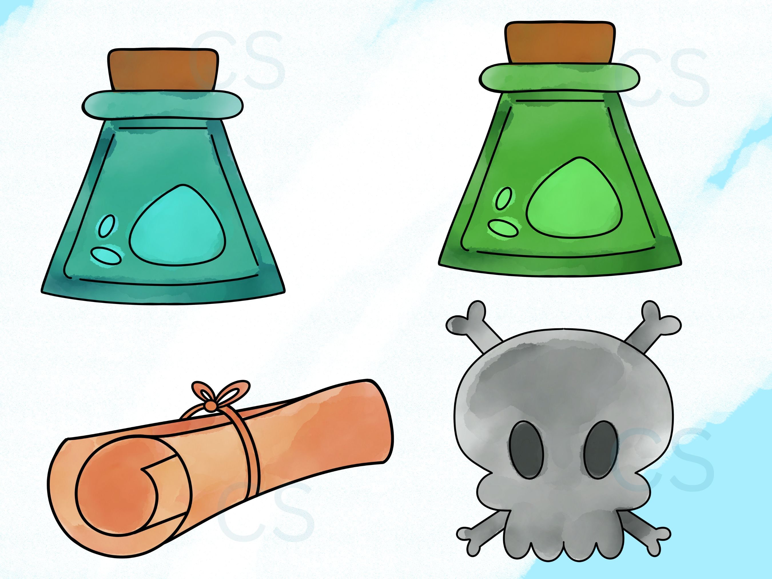 Dnd Doodles Watercolor Clip Art, Roleplay Game Png, Digital Journal - Etsy