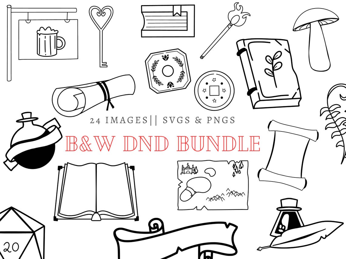 Dnd Doodle SVG Bundle, Roleplay Game SVG, Dnd Clipart, Rpg SVG ...