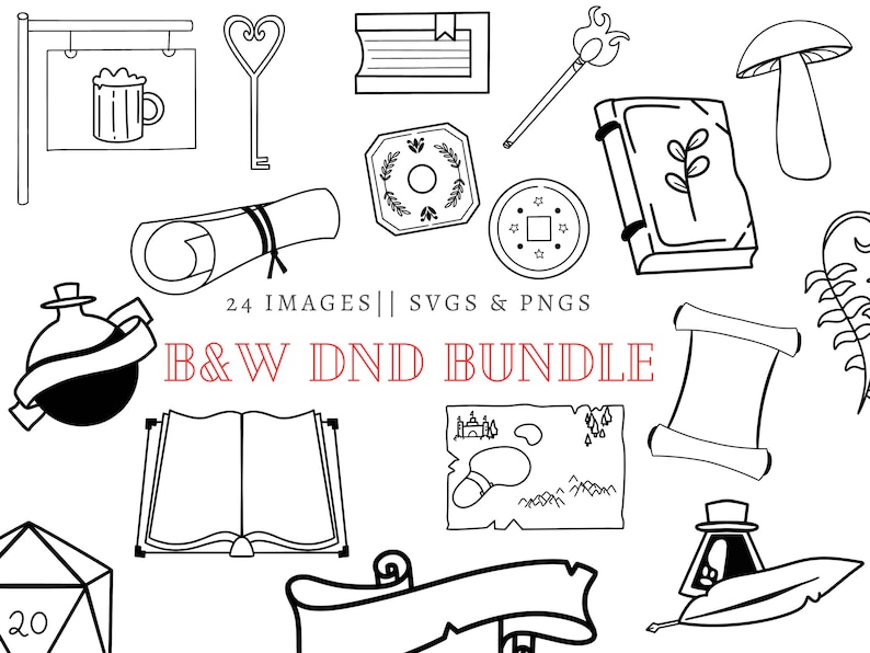 Dnd Doodle Clipart SVG Bundle, Roleplay Game Designs (digital Download ...