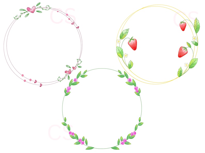 Whimsical Watercolor Floral Wreaths, Clipart, Cardmaking - Etsy