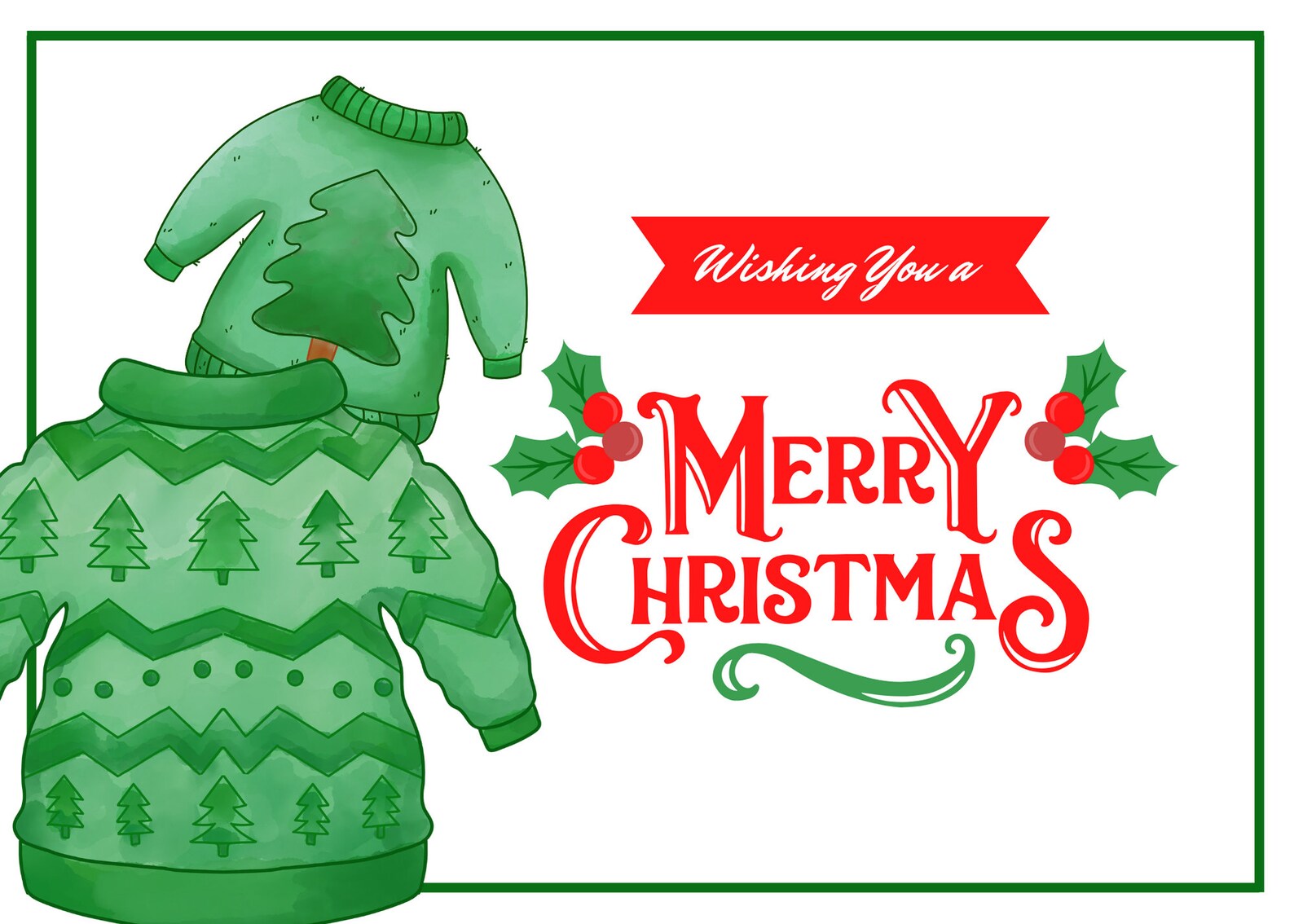 Watercolor Ugly Christmas Sweater Clipart, DIY Holiday Card Making ...