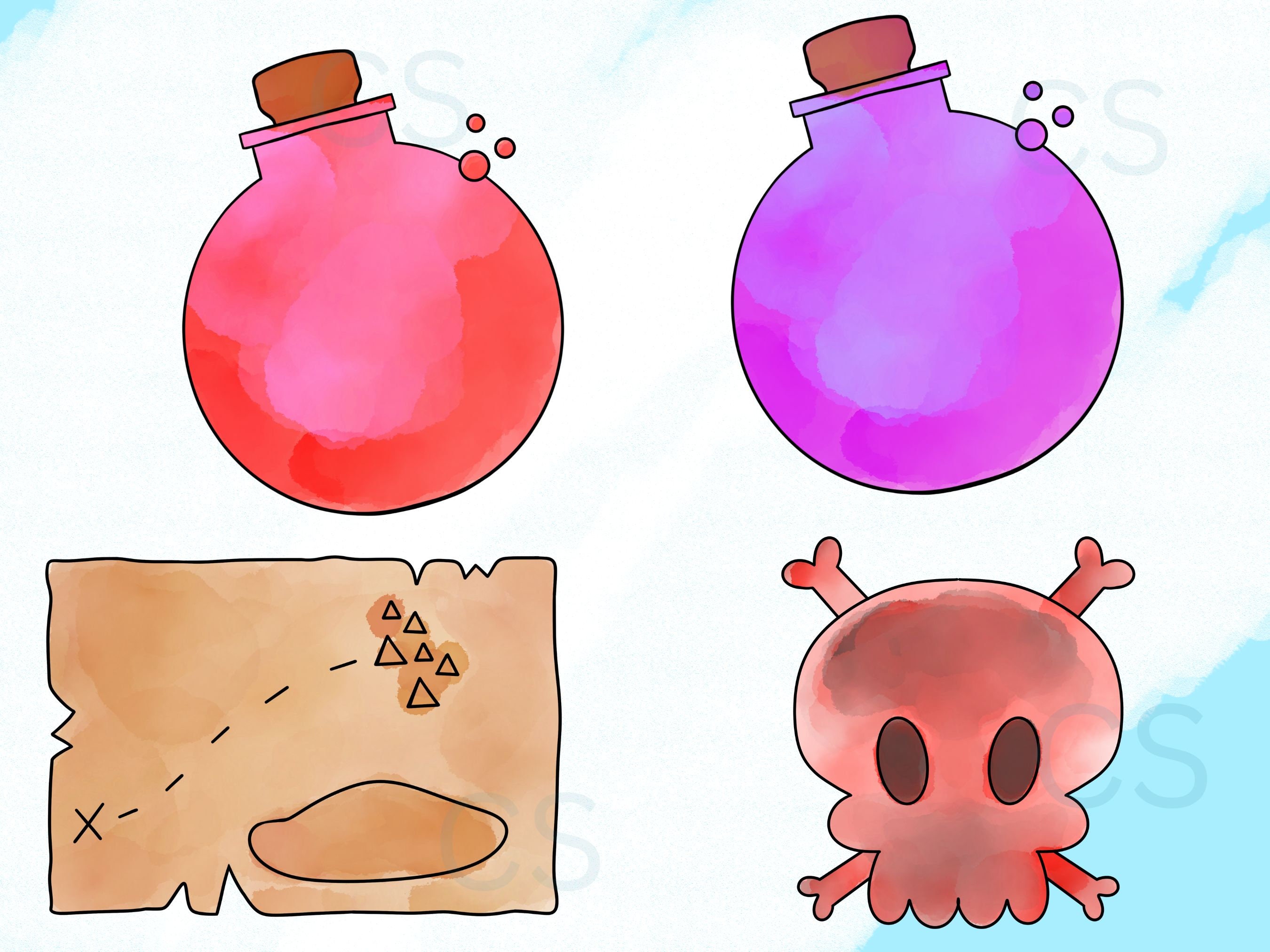 Dnd Doodles Watercolor Clip Art, Digital Journal - Etsy