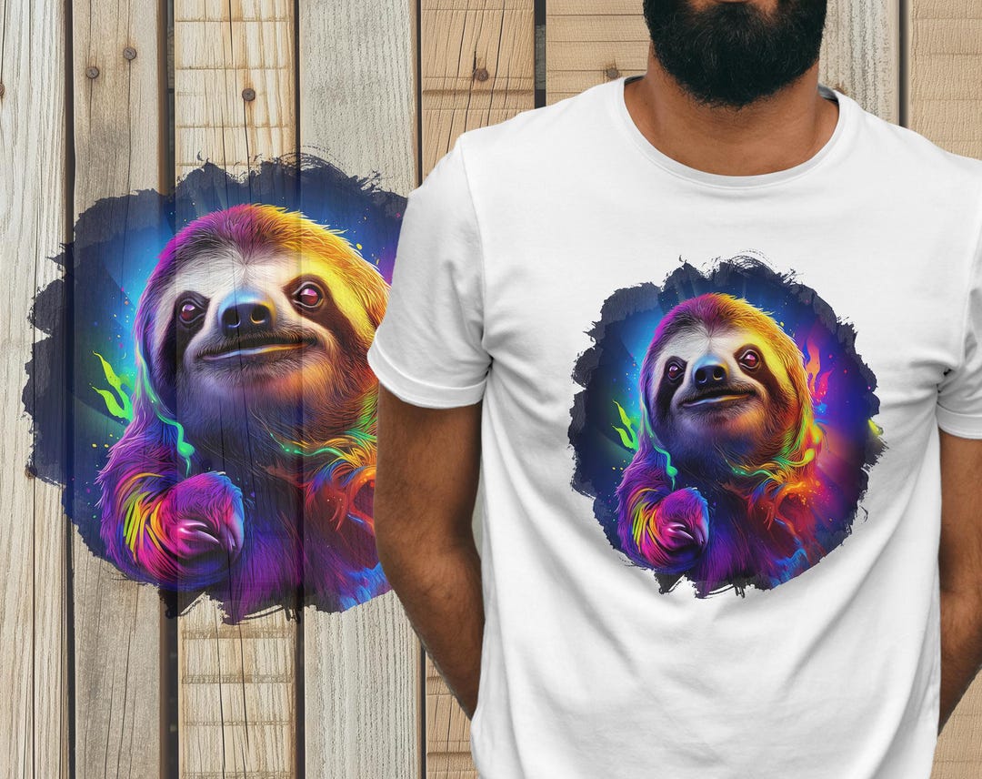 Sloth Head Color Splash PNG – Graphic T-shirt Design (digital Download ...