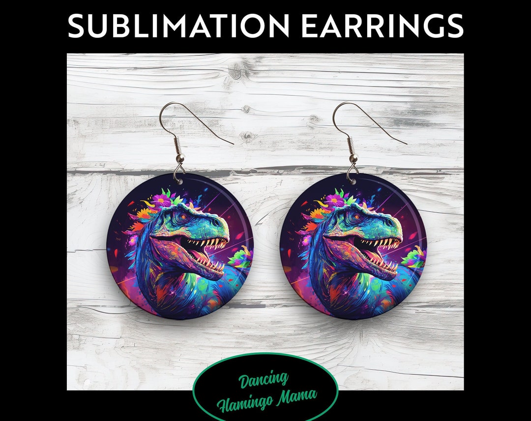 T-REX in Techno Color - Sublimation PNG Digital Download for Earrings ...