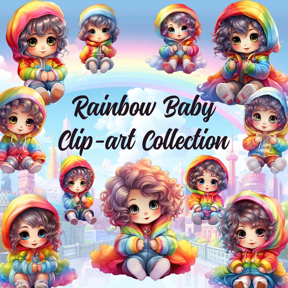 Rainbow Baby Clip Art Bundle Collection Digital Download - 11 Pieces - Etsy