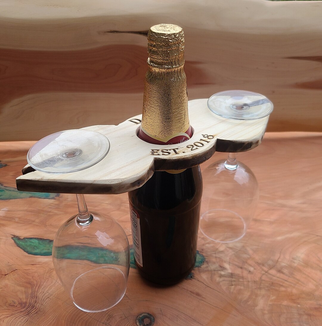 Modern Rustic Farmhouse Glass Holder & Wine Bottle Caddy, Wine Butler ...