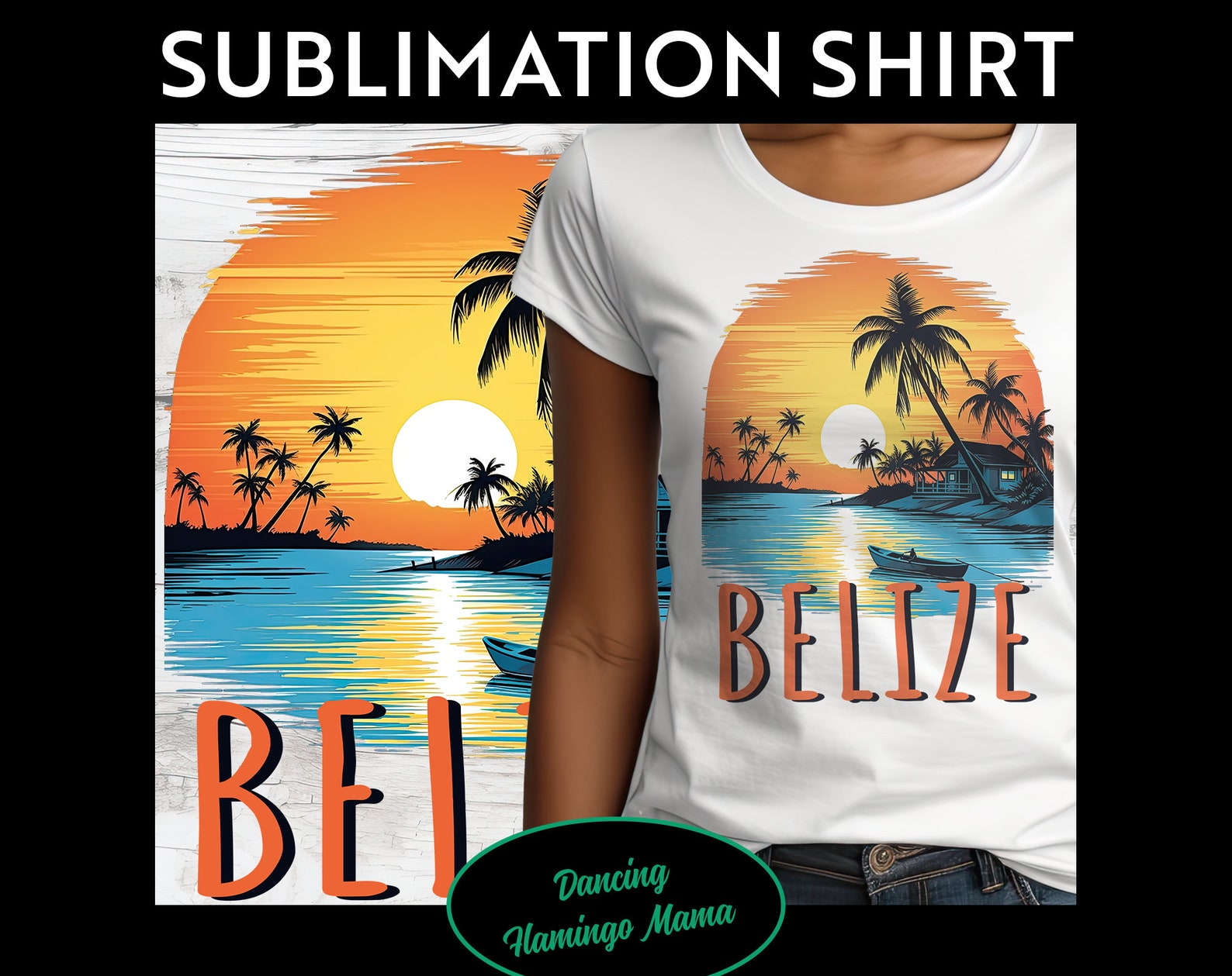 BELIZE Sunset Beach Scene - Sublimation PNG Digital Download for Photo ...