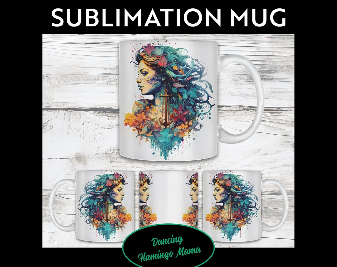 Mermaid Lady - Sublimation PNG Digital Download for Coffee Mug Wrap ...