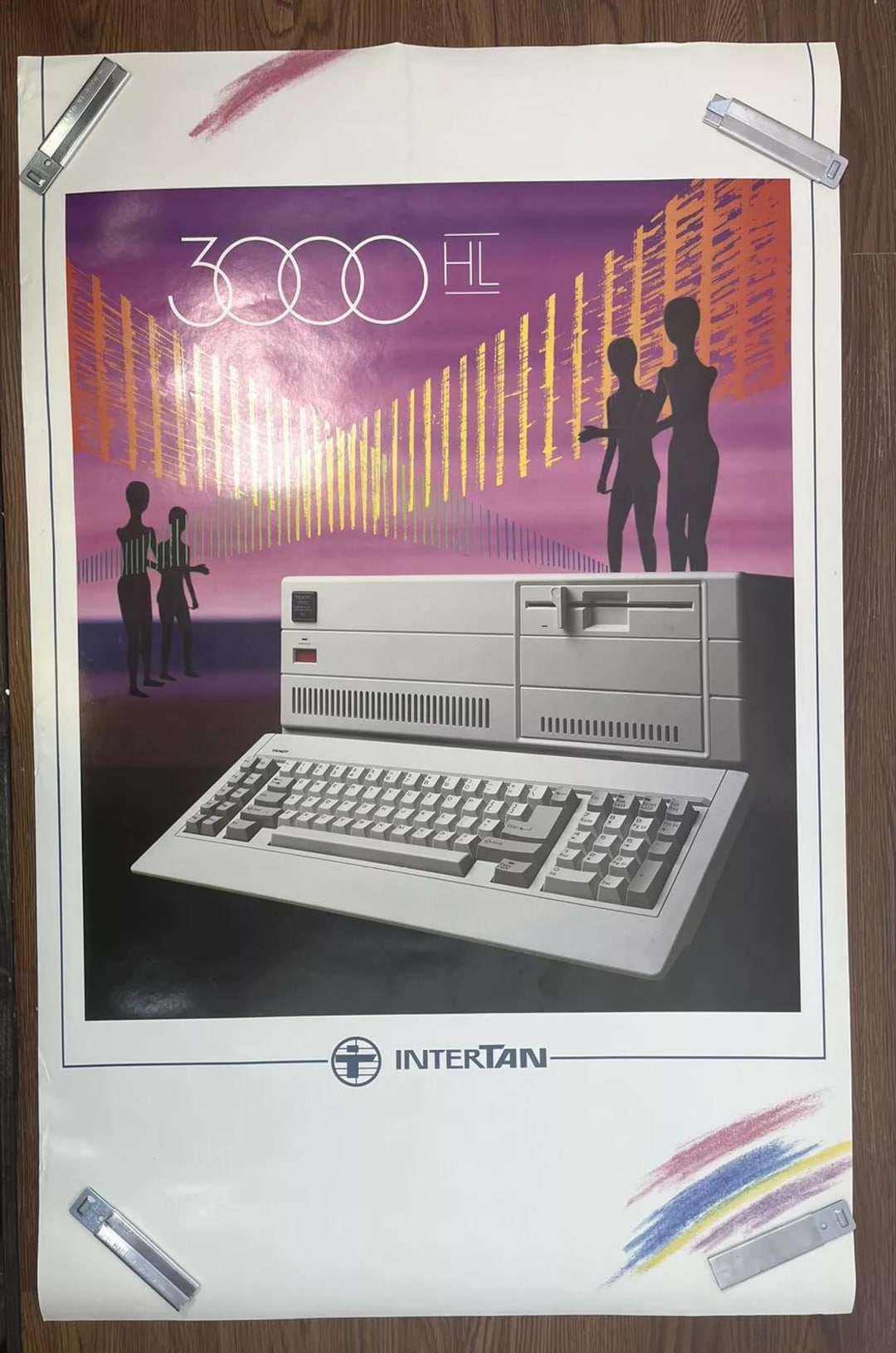 Vintage 1980s Computer Poster Tandy 3000 HL Radio Shack IBM 34” X 22 ...