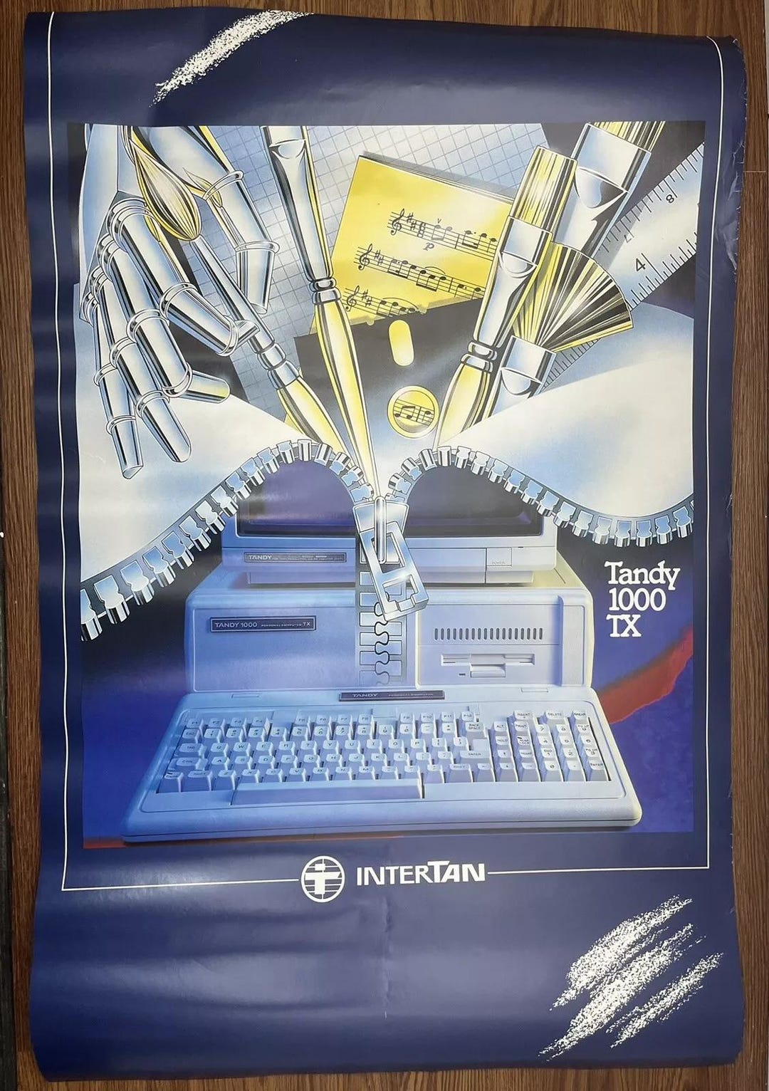 Vintage 1980s Computer Poster Tandy 1000 TX Radio Shack IBM 34” X 22 ...