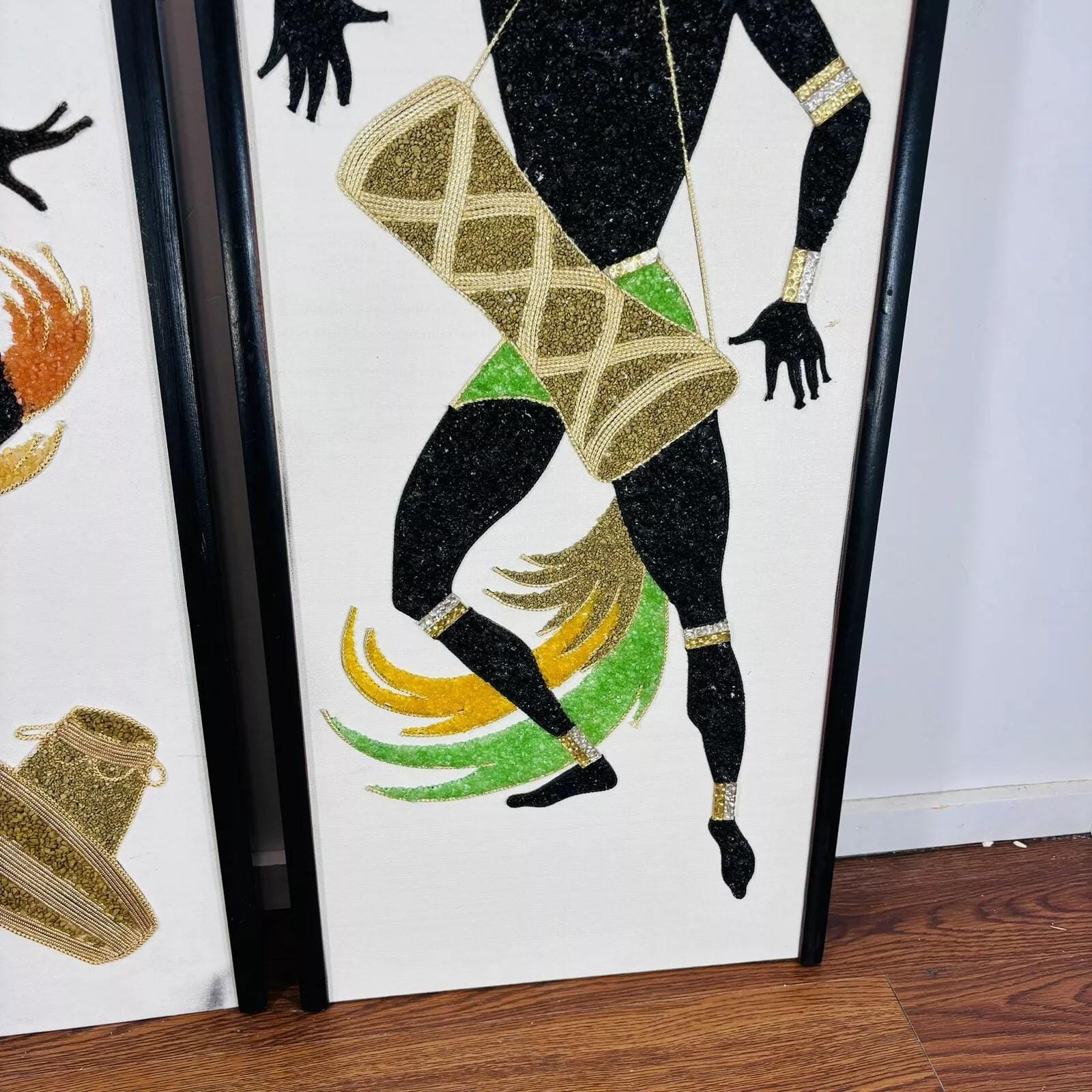 Vintage Mid Century Bongo Dancers Gravel Wall Art Large 36” X 13” MCM ...