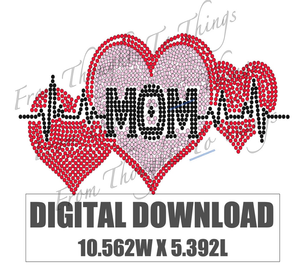 Mom Heart Beat Rhinestone & Sublimation/vinyl Template - Etsy