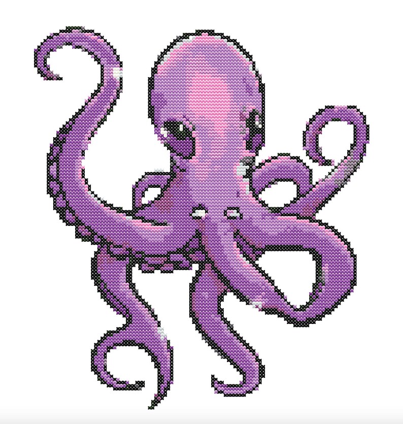 Octopus Cross Stitch Pattern, Nature Pattern, Ocean Pattern, Counted ...