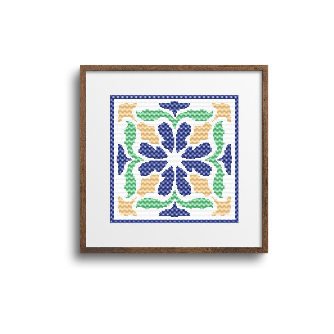 Azulejo Tile Cross Stitch Pattern, Tile Pattern, Mosaic Pattern, Design ...