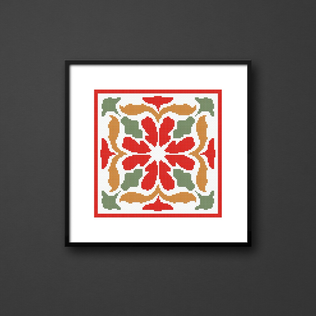 Warm Color Tile Cross Stitch Pattern, Tile Pattern, Mosaic Pattern ...