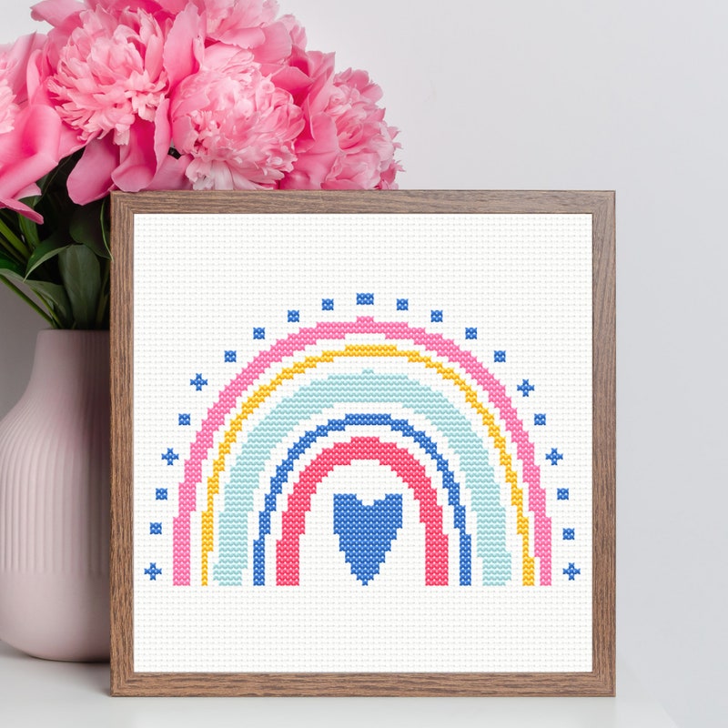 Rainbow Cross Stitch - Etsy