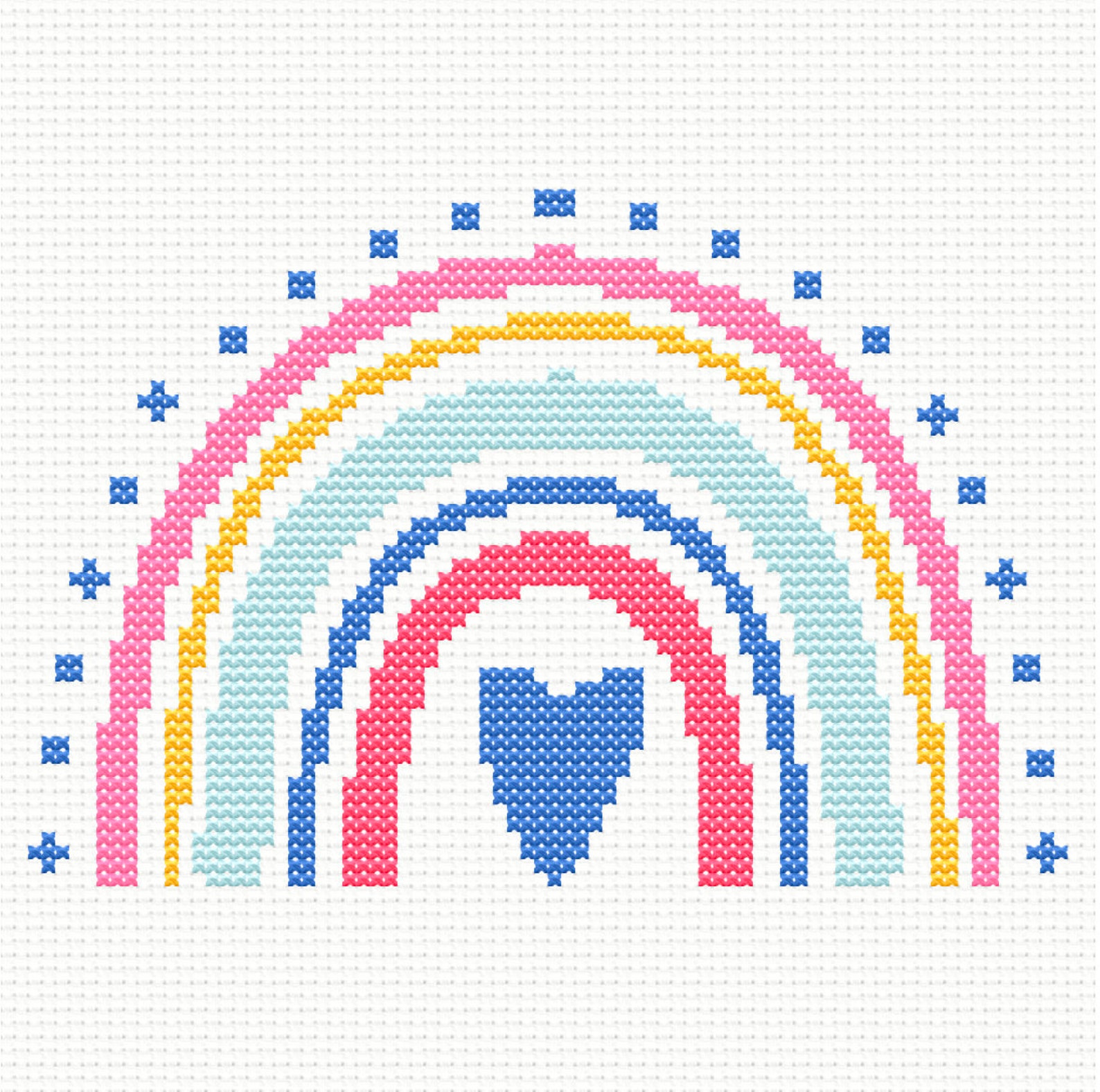 Rainbow Cross Stitch Pattern, Easy Pattern, Kid Pattern, 80 X 80 ...
