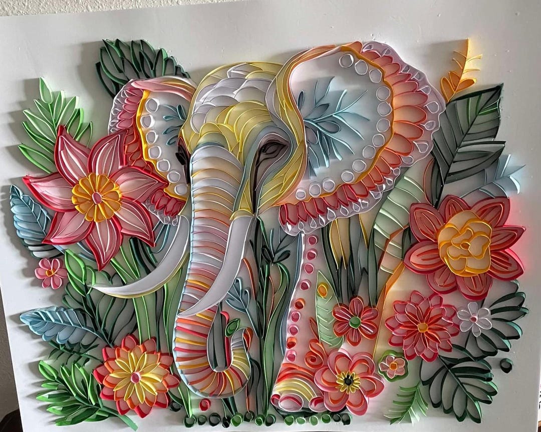 Elephant,paper Quilling,wall Hanging, Decor, Handmade, Paper Art ...
