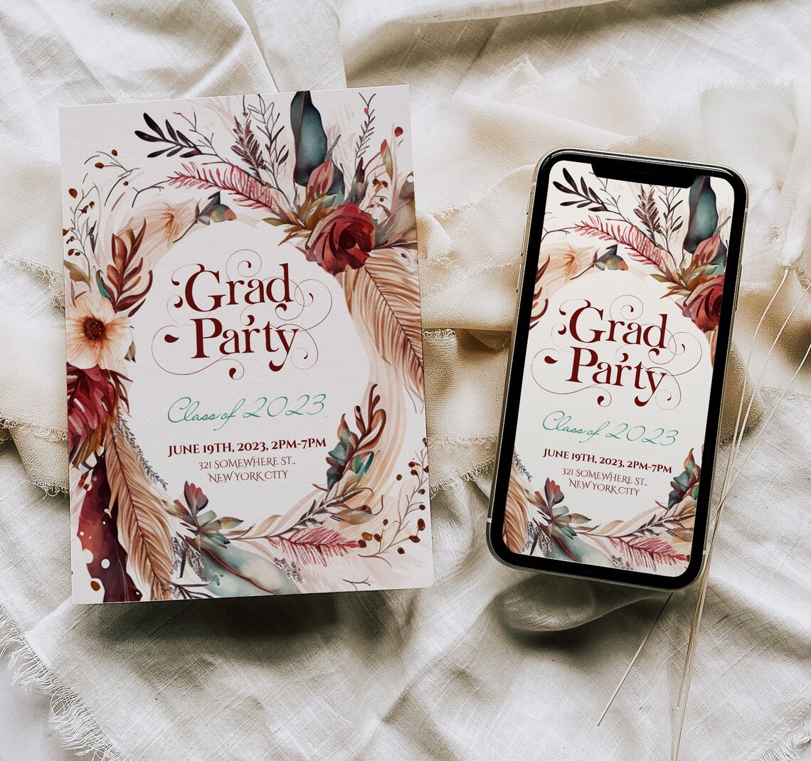 Graduation Party Invitation Template Grad E-vite Digital Downloadable ...