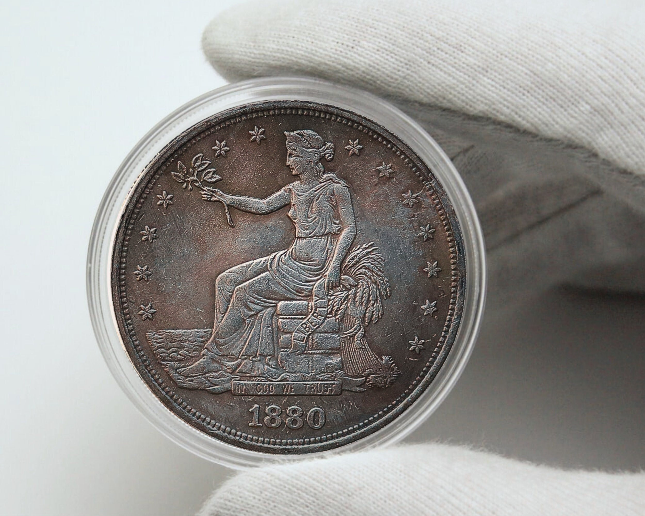 Coins 1880 Trad US Dollar Collectibles Coins US Commemorative Coins Old ...