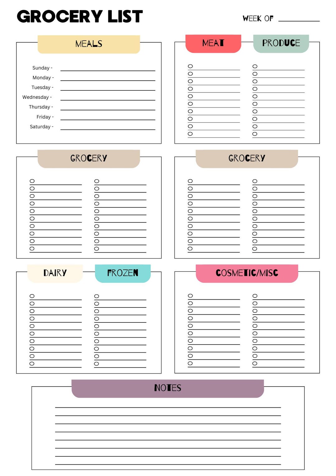 Ultimate Printable Grocery List Template | Organized Shopping Made Easy ...