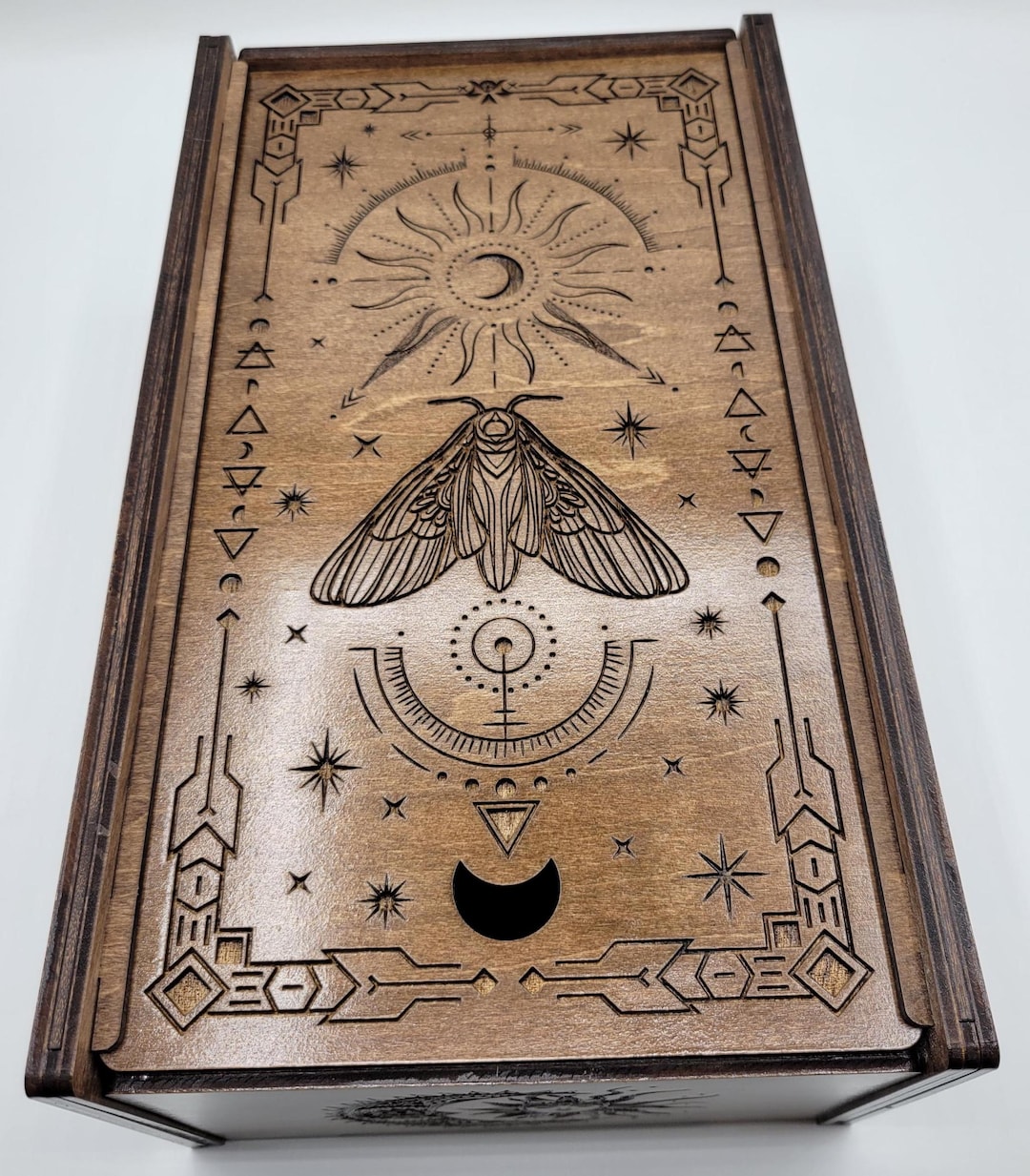 Large Engraved Tarot Box Storage, 6 Deck Holder Handmade Wood. - Etsy