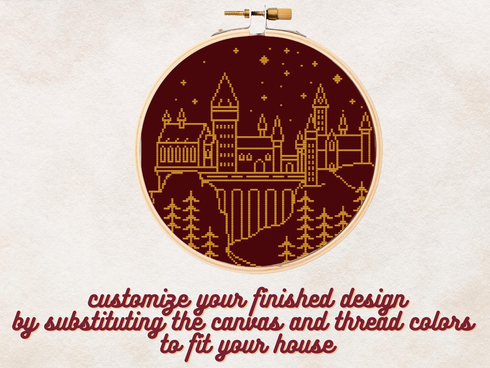 Castle Outline Cross-stitch Pattern | Wizard School Inspired | Easy ...