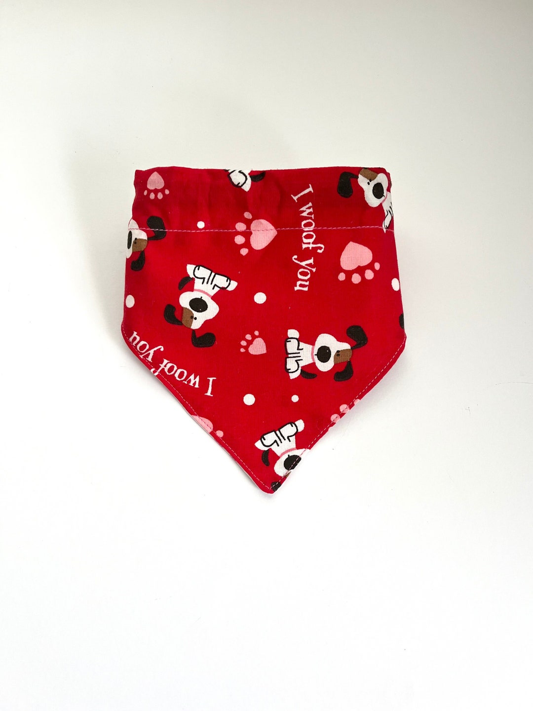 Dog Bandana - Reversible Slip on - I Woof You Dog Scarf - Etsy