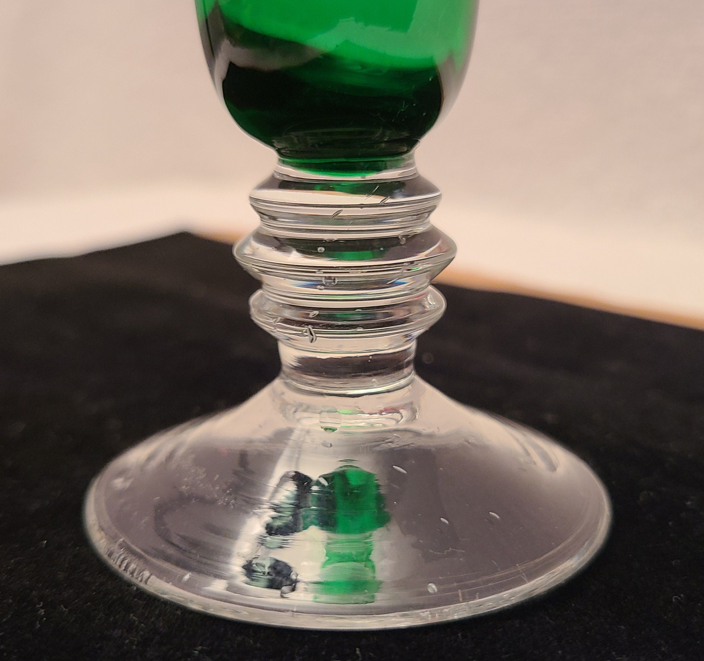 Vintage Emerald Green Fluted Glass Bud Vase With Clear Base Etsy