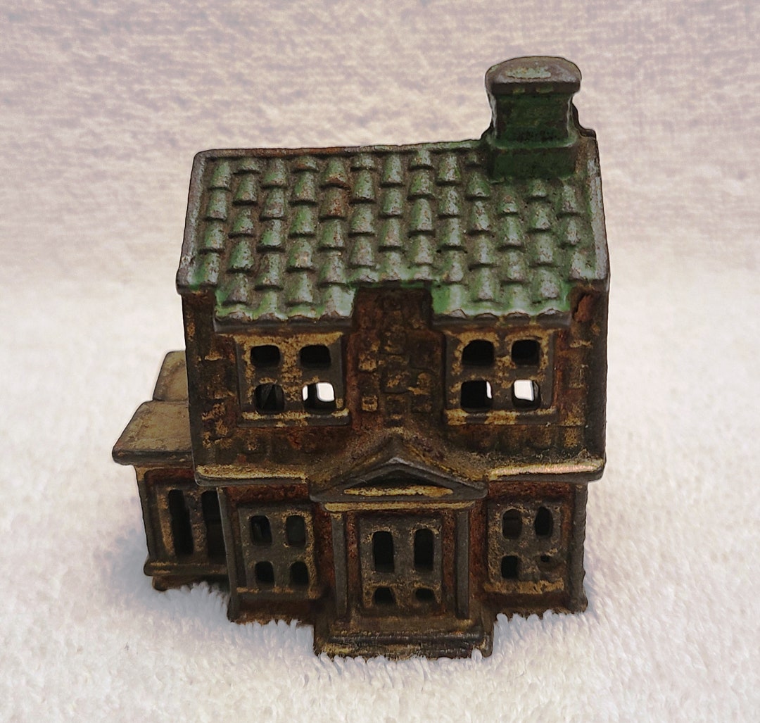 Vintage Cast Iron Colonial House With Porch Bank - Etsy