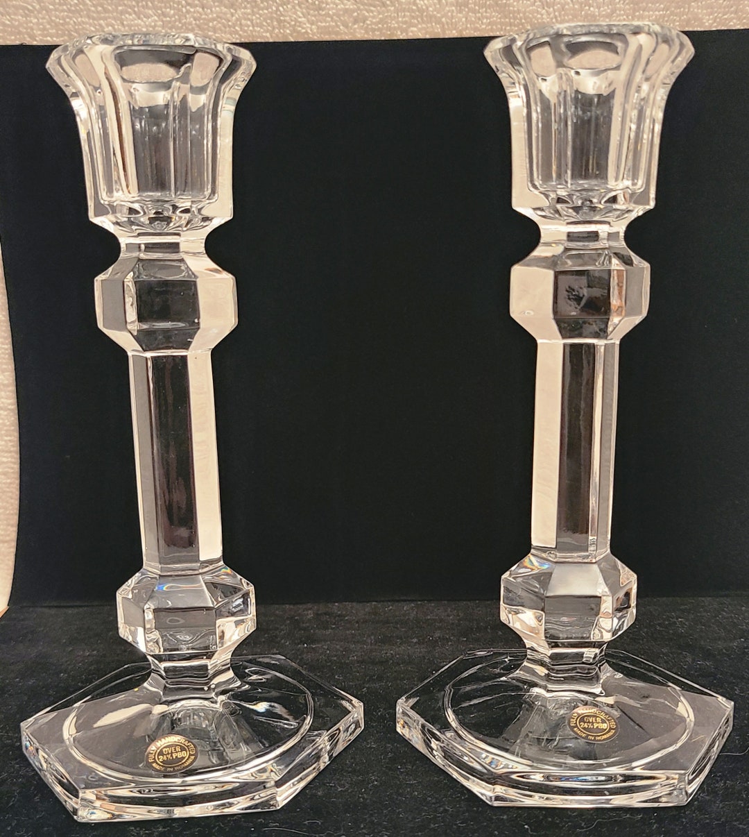 Romanian Lead Crystal Candlesticks Set of Two - Etsy