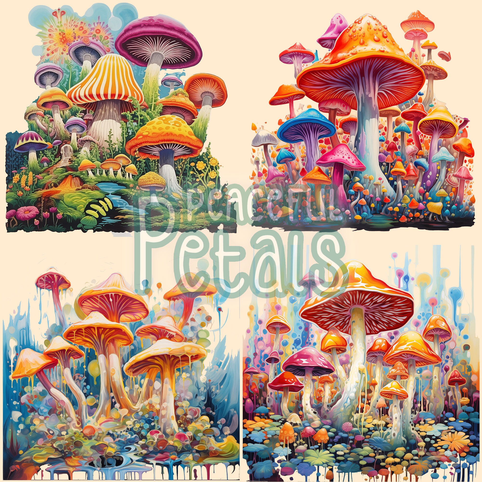 25 Groovy Mushrooms Clipart | Plants, Digital Artwork, Floral Design ...