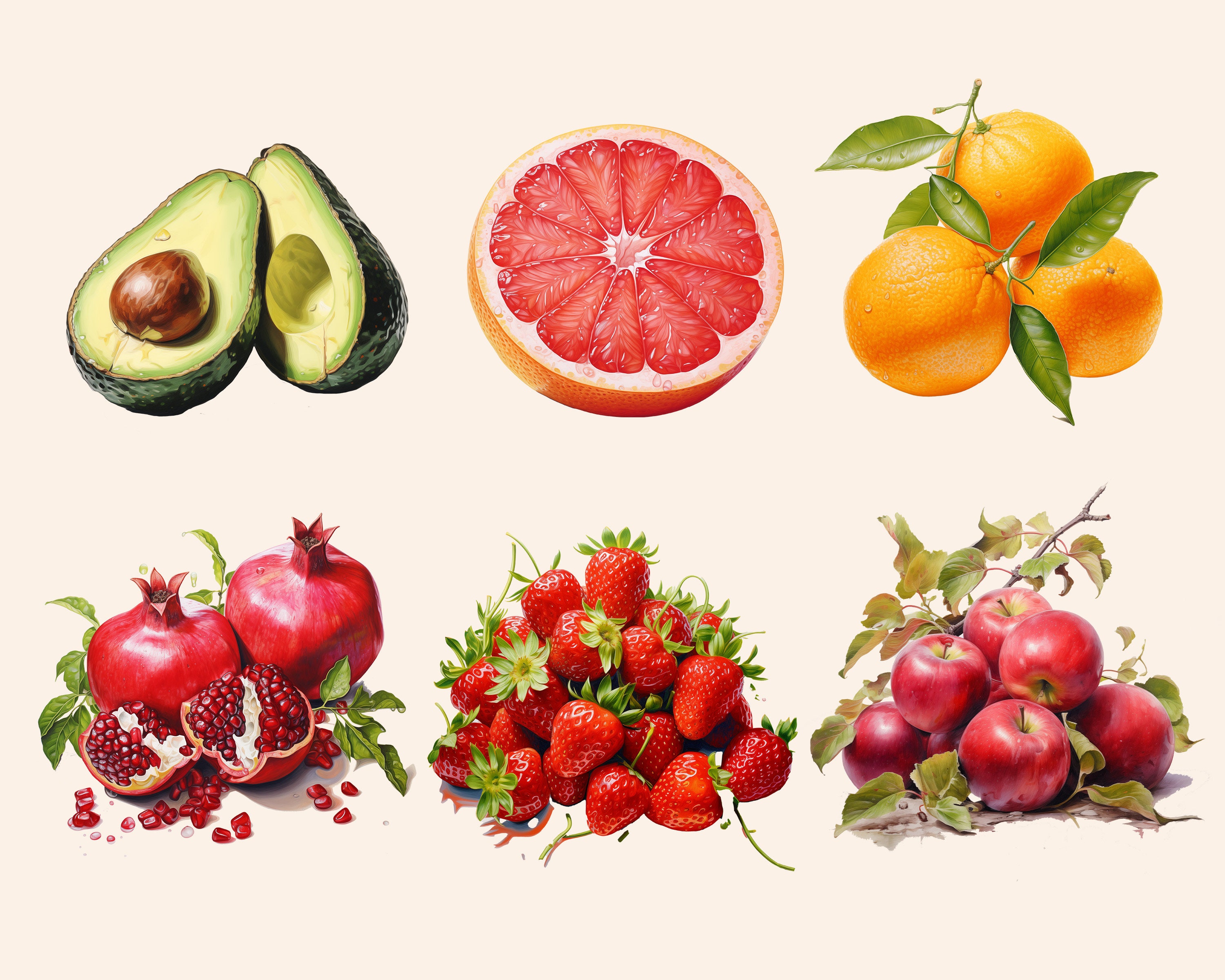 25 Vintage Fruits Clipart | Apple Fruit, Banana, Strawberries, Cherries ...