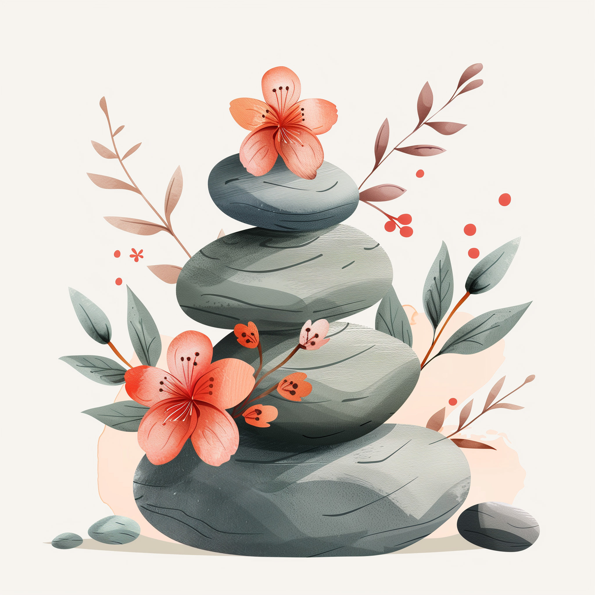 10 Vintage Zen Stones Illustration Clipart | Plants, Digital Artwork ...
